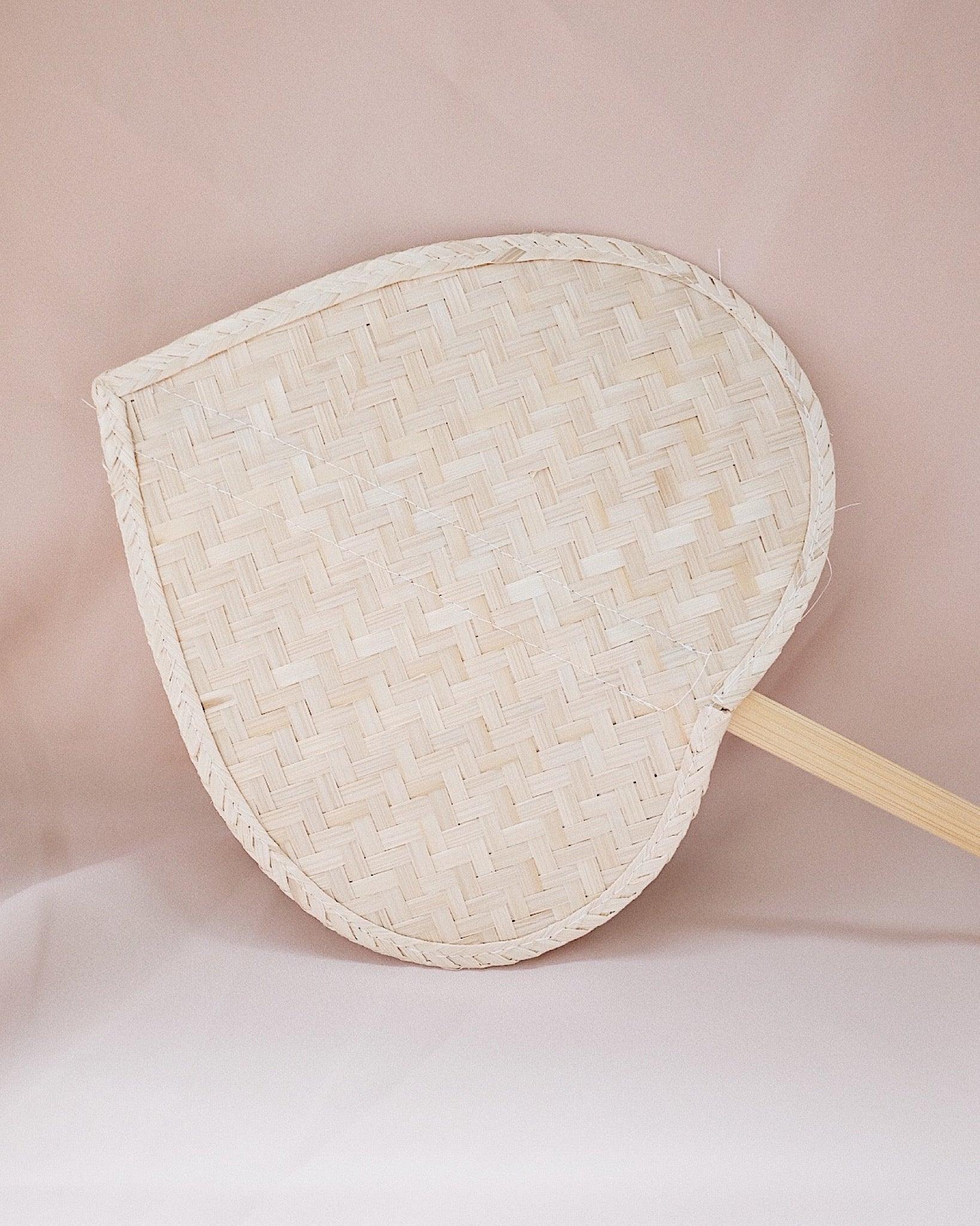 Heart Straw Hand Fan No.2 | Olive & Iris