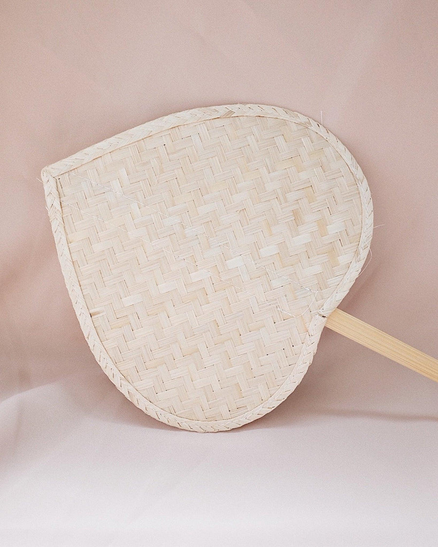 Heart Straw Hand Fan No.2 | Olive & Iris